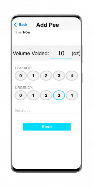 iUFlow App Bladder Diary. Urine diary - iOS Android - Voiding Diary