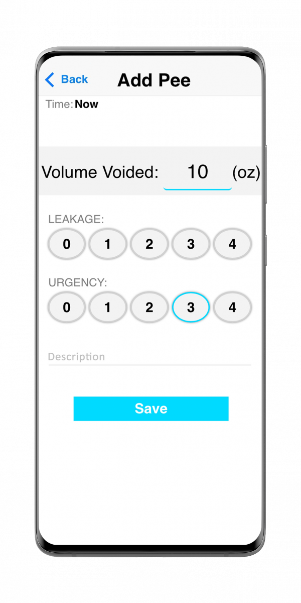 iUFlow App Bladder Diary. Urine diary - iOS Android - Voiding Diary